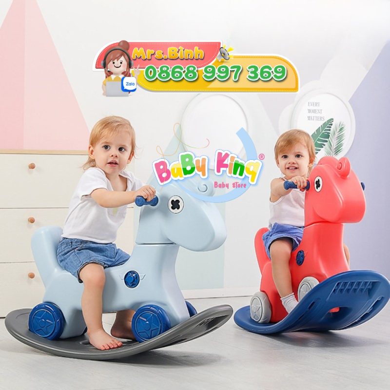 Bập Bênh Ngựa Kết Hợp Xe Chòi Chân Xoay 90 Độ