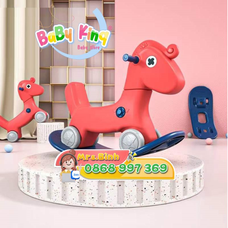 Bập Bênh Ngựa Kết Hợp Xe Chòi Chân Xoay 90 Độ